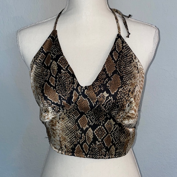 just polly | Tops | Just Poly Cheetah Silk Crop Top Sizesmall | Poshmark